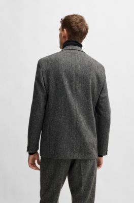 BOSS - BOSS SELECTED BY BECKHAM patterned wool-blend suit jacket - Grey