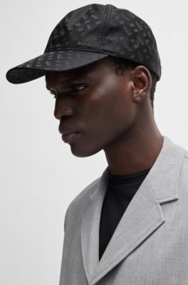 BOSS - Monogram-jacquard cap in nylon with logo lettering - Black