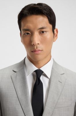 BOSS - Micro-patterned slim-fit suit in virgin wool and silk - Light Grey