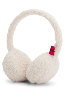 HUGO - Embroidered-logo teddy ear muffs - White