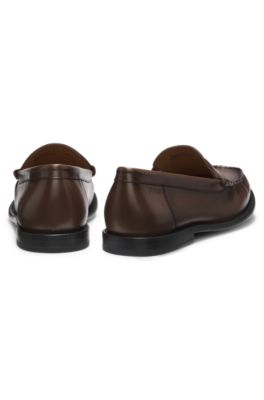 BOSS - Leather moccasins with penny trim - Dark Brown