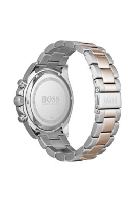 BOSS - Two-tone chronograph watch with contrast rotating bezel