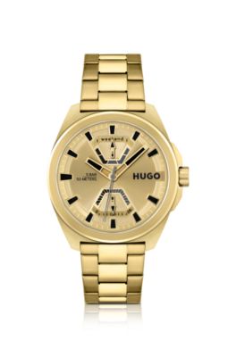 HUGO - Gold-effect watch with link bracelet