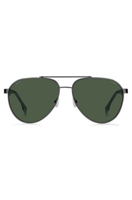 BOSS - Double-bridge sunglasses with green-shaded lenses