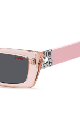 HUGO - Pink-acetate sunglasses with 3D monogram