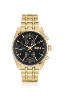 BOSS - Link-bracelet chronograph watch with black dial