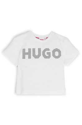 HUGO - Kids' T-shirt in cotton with studded logo - White