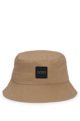 BOSS - Kids' bucket hat in cotton twill with rubber logo