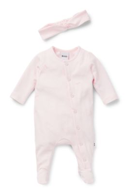 BOSS - Gift-boxed sleepsuit and headband set for babies - light pink