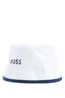 BOSS - Baby reversible bucket hat with logo details - White
